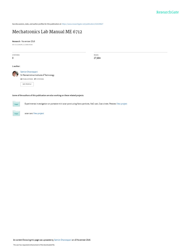 Mechatronics Lab | PDF