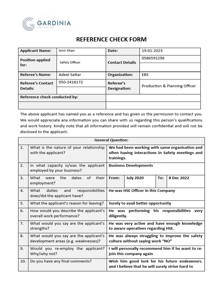 Reference Form - | PDF