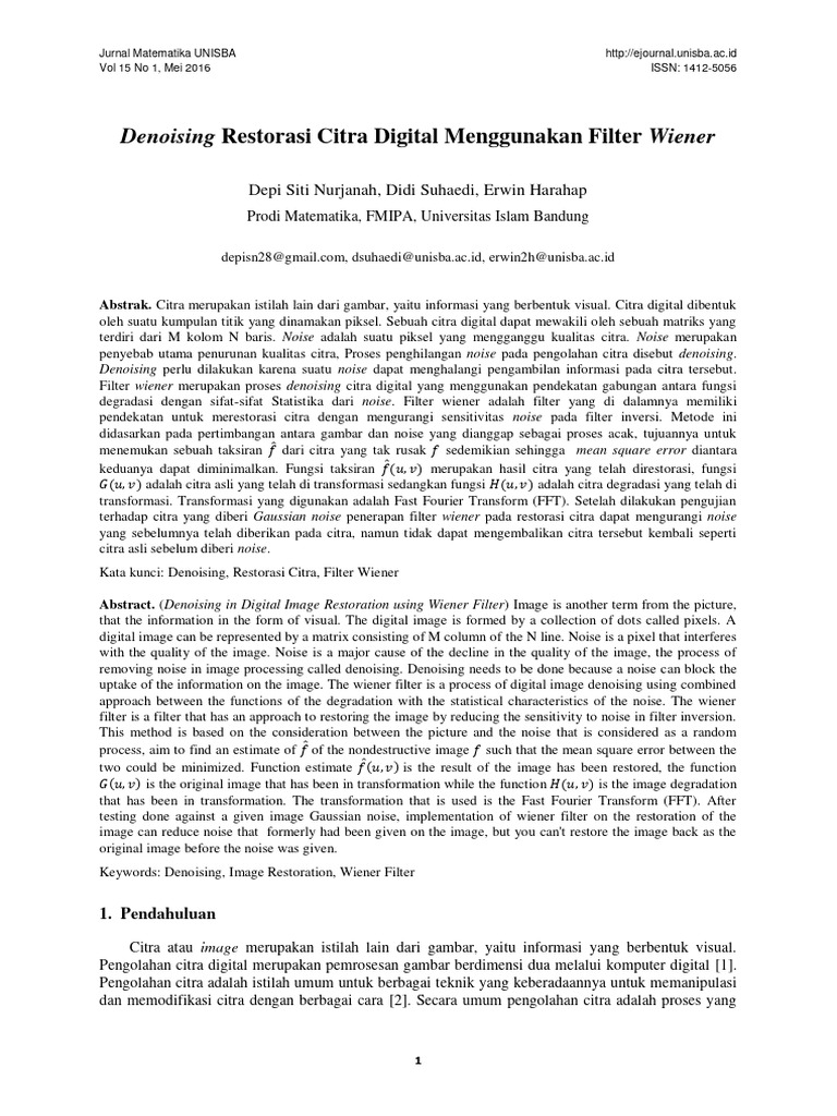 Denoising Citra dengan Filter Wiener | PDF