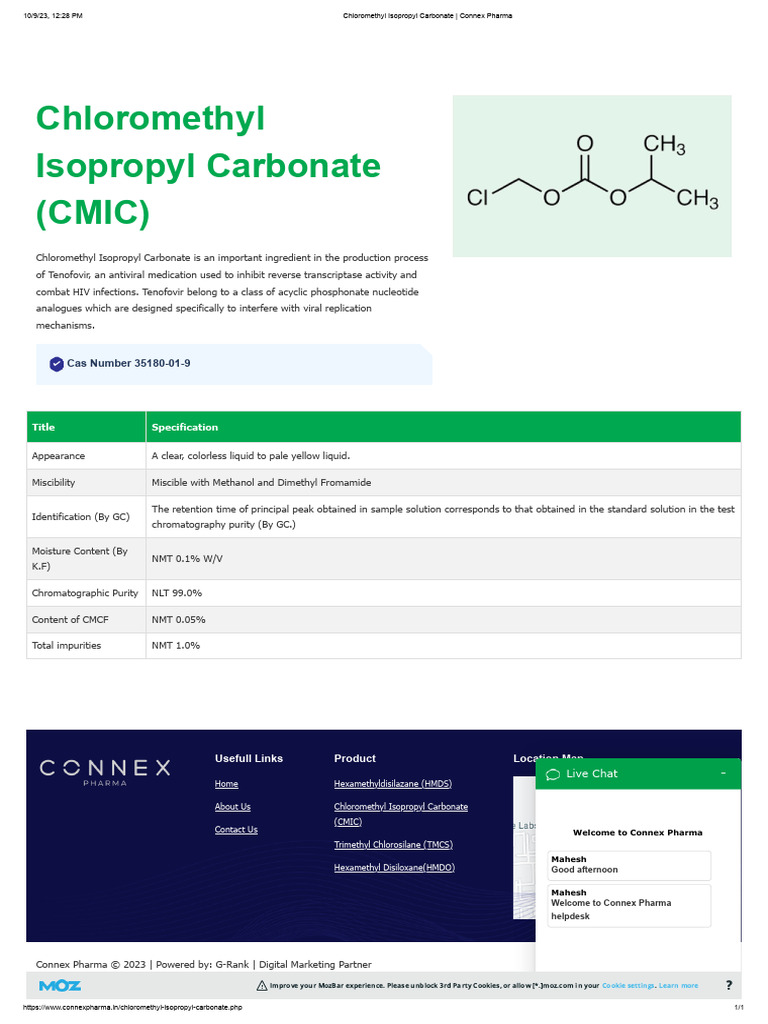 Chloromethyl Isopropyl Carbonate _ Connex Pharma | PDF
