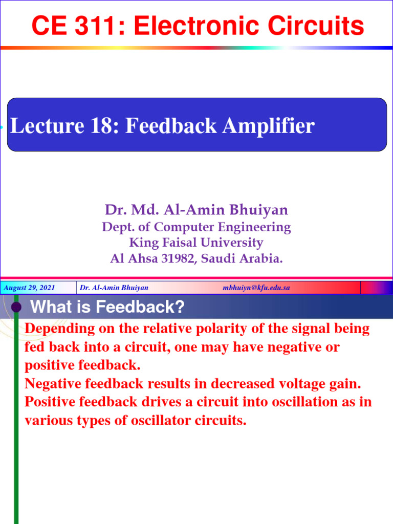 Lecture 18 Feedback Amplifier | PDF