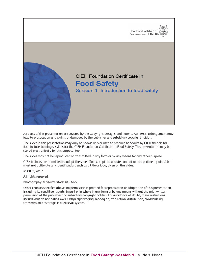 CIEH Foundation Session 1 Training Programme and Slide Notes | PDF