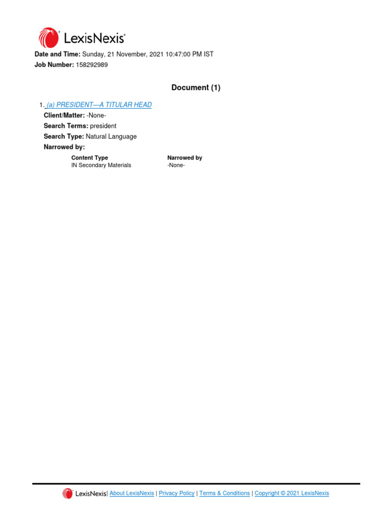 (A) PRESIDENT - A TITULAR HEAD | PDF | Cabinet (Government) | American ...