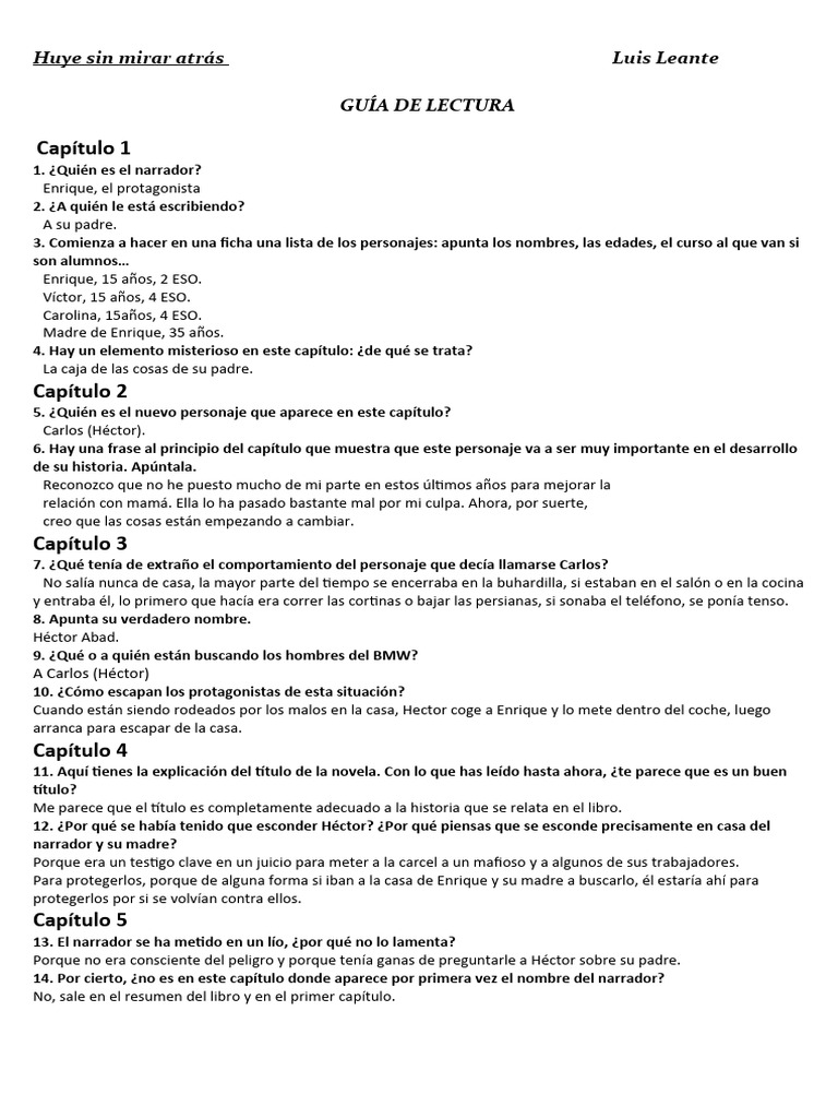 Resumen de "Huye sin mirar atrás" | PDF | Historia | Ficción general