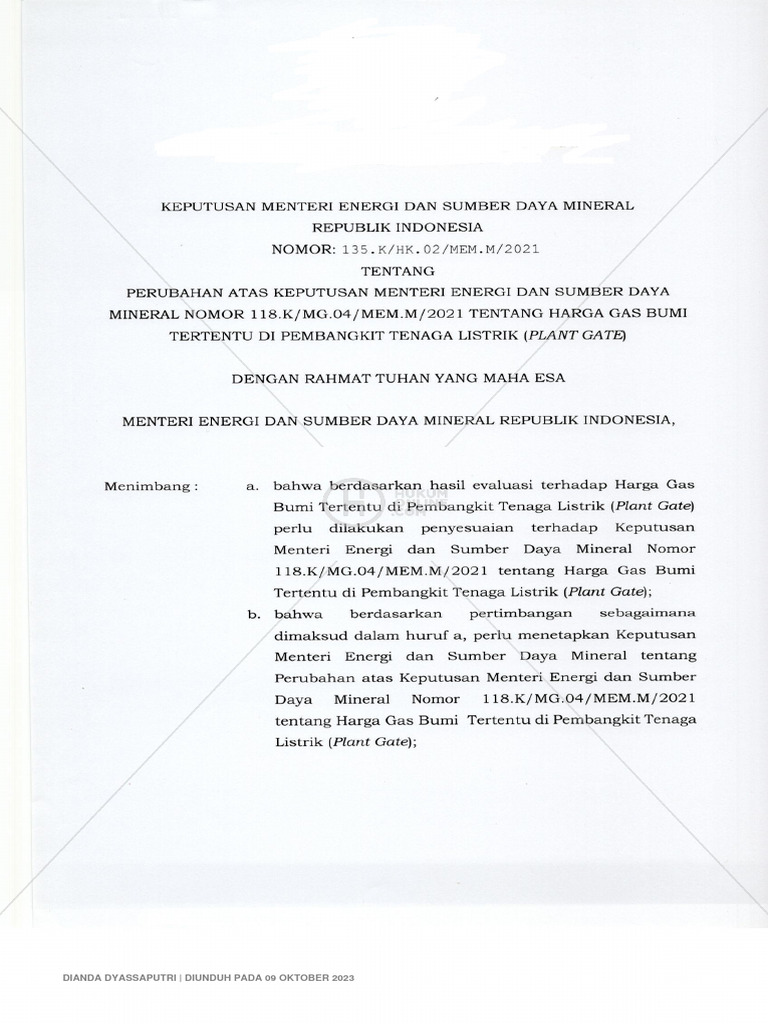 Kepmen Esdm 135khk02memm2021 2021 | PDF