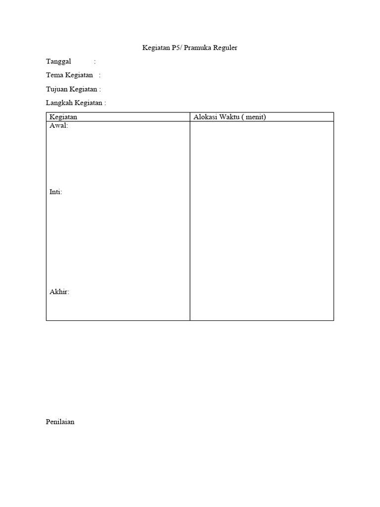 Template Kegiatan P5-Pramuka | PDF | Seni | Pengembangan Diri