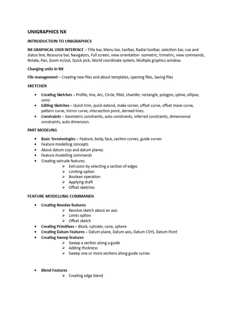 Unigraphics NX Syllabus | PDF | Euclidean Vector | Curve