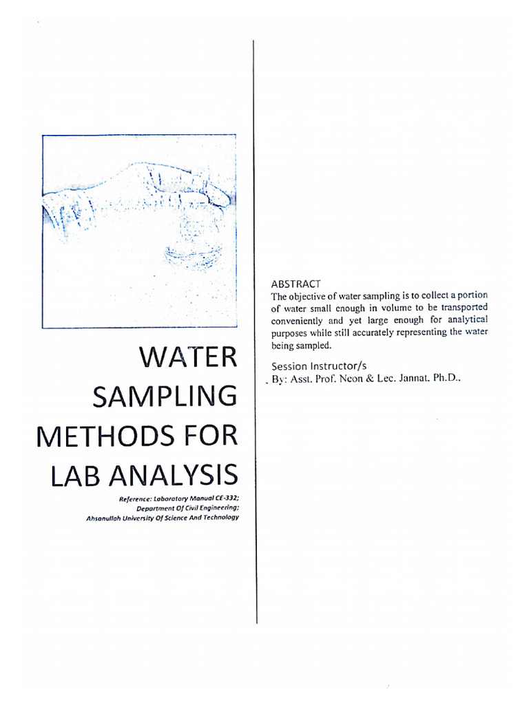 Water Sampling Method For Lab Analysis (Environmental Management and ...