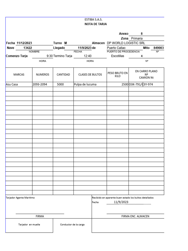 Formatos Tarja | PDF