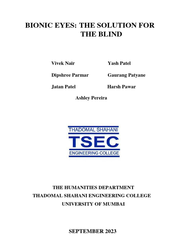 BCE Report - Bionic Eyes | PDF | Computers