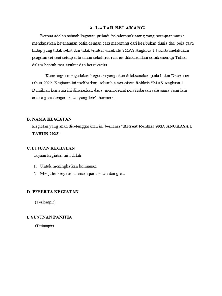 (Update) Proposal Ret-Ret Sekolah Sky 1 2023 | PDF