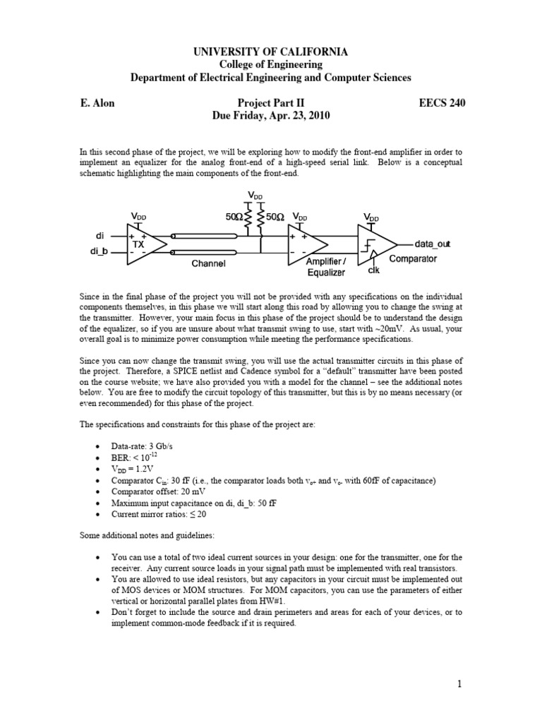 EE240 Proj2 | PDF | Spice | Computing