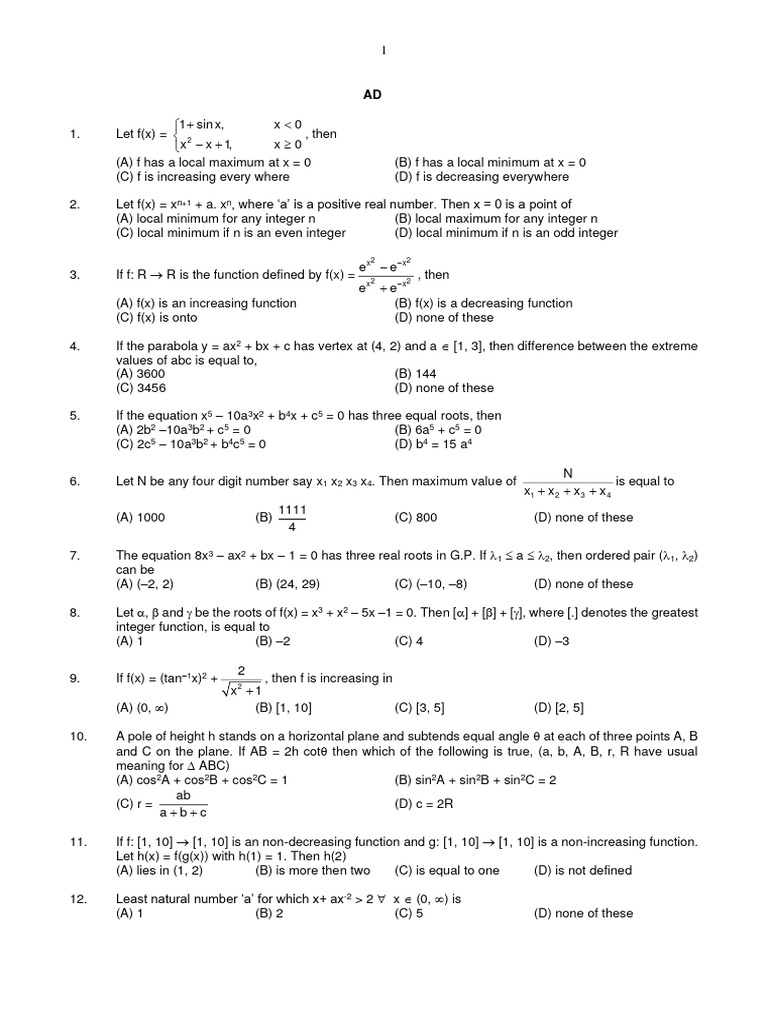Advanced Calculus Problems | PDF | Mathematics | Mathematical Analysis