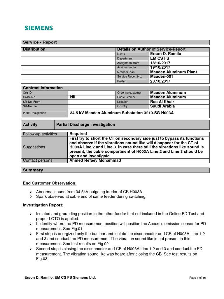 PD Siemens Report | PDF | Manufactured Goods | Electrical Components