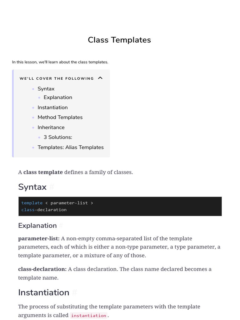 7 Class Templates | PDF | Parameter (Computer Programming) | Computer ... 7 Class Templates | PDF | Parameter (Computer Programming) | Computer ...