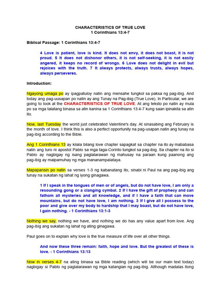 Characteristics of True Love | PDF