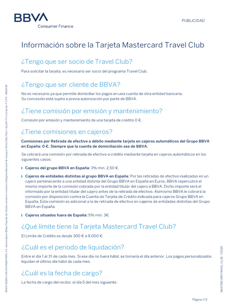 Detalles de Mastercard Travel Club | PDF
