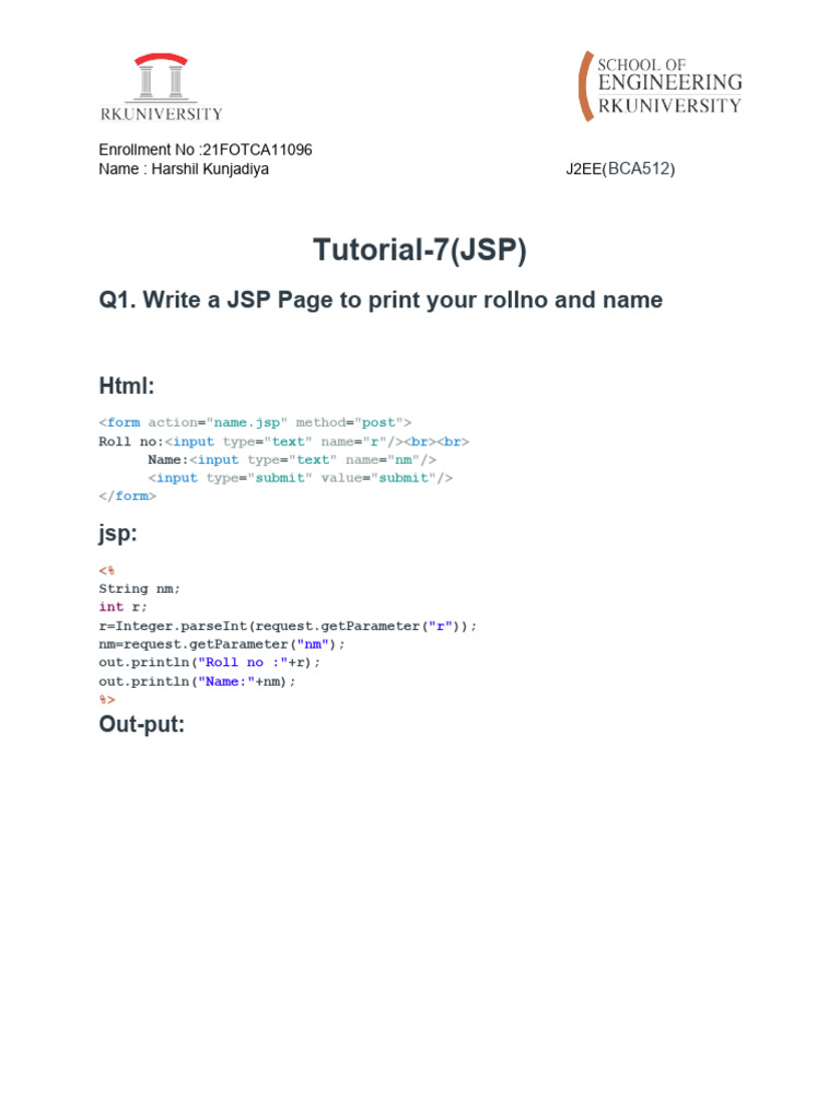 Tutorial 7 JSP | PDF