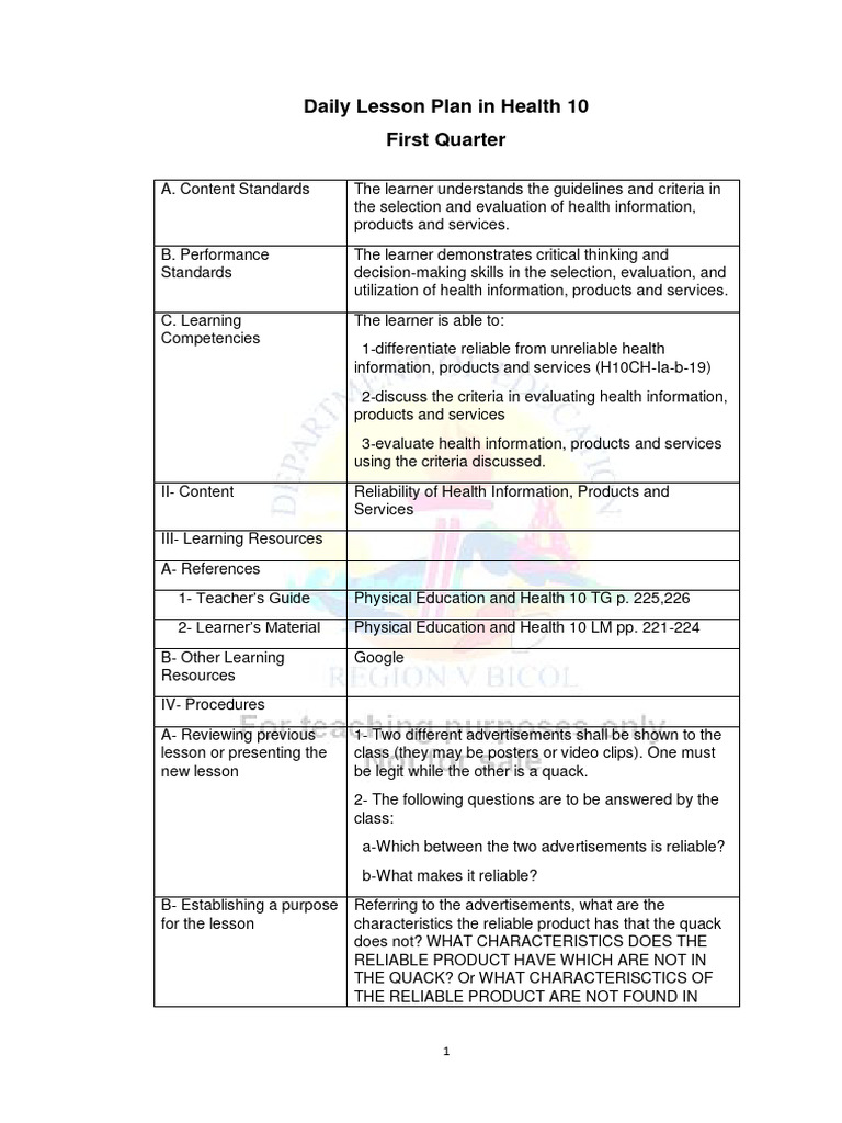 HEALTH Grade 10 | PDF