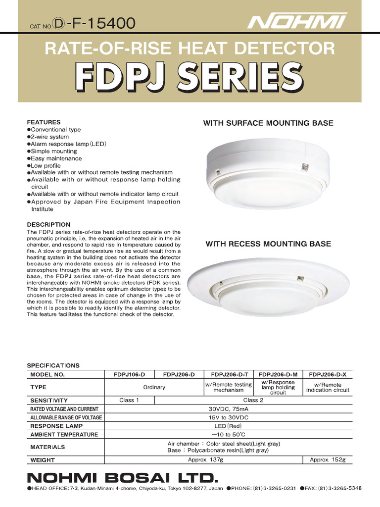 Brosur ROR Heat Detector Type FDPJ Series Merk Nohmi (1) (3) - Unlocked ...