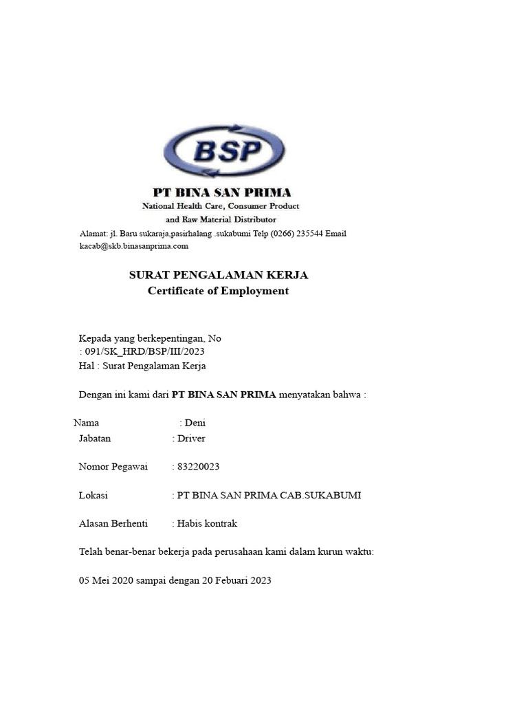 Saya Sedang Berbagi 'Paklaring BSP' Dengan Anda | PDF