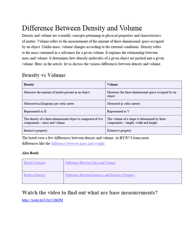 Density vs Volume Explained | PDF | Philosophy