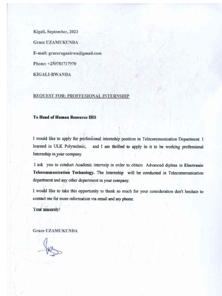 Application For Professional Internship | PDF