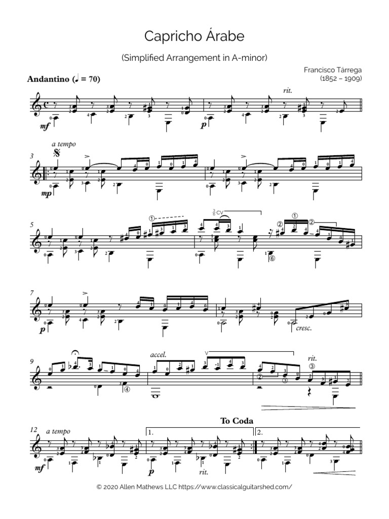Tarrega Capricho - Arabe Easy | PDF