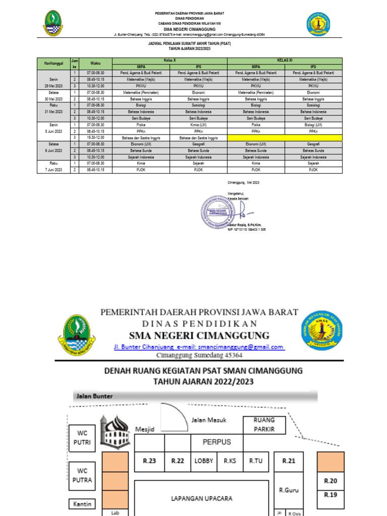 Jadwal Dan Denah Ruang PSAT 2023 | PDF