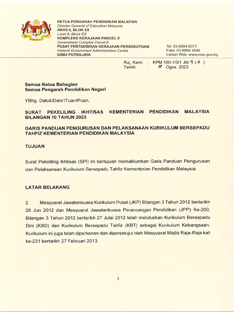SPI KPM Bilangan 10 Tahun 2023 Garis Panduan Pengurusan Dan Pelaksanaan ... SPI KPM Bilangan 10 Tahun 2023 Garis Panduan Pengurusan Dan Pelaksanaan ...