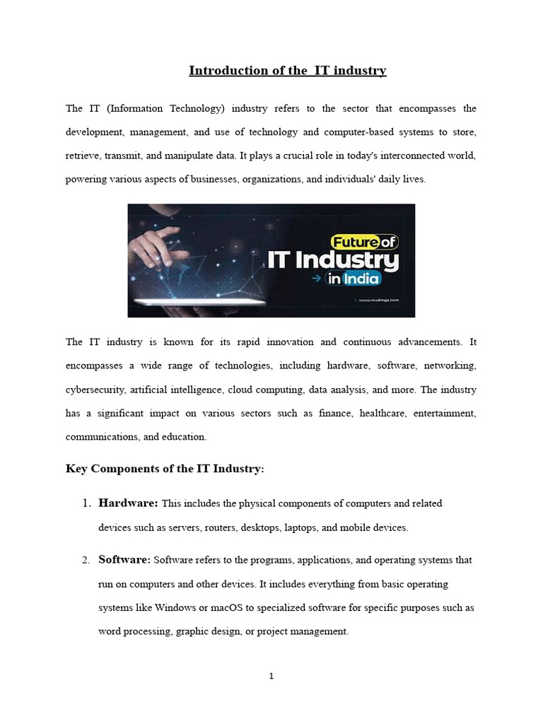 Introduction of The IT Industry | PDF | Internet Of Things | Security