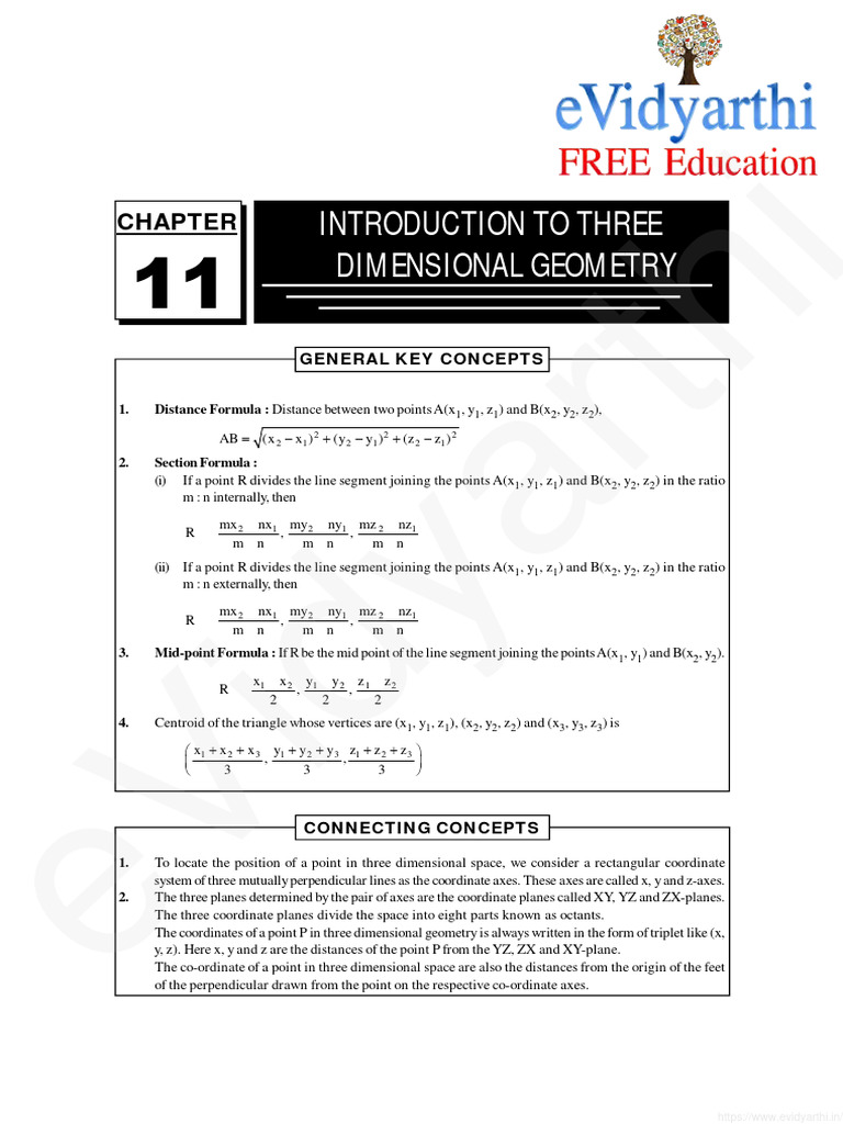 Class 12 Chapter 11 Maths Important Formulas | PDF | Cartesian ...