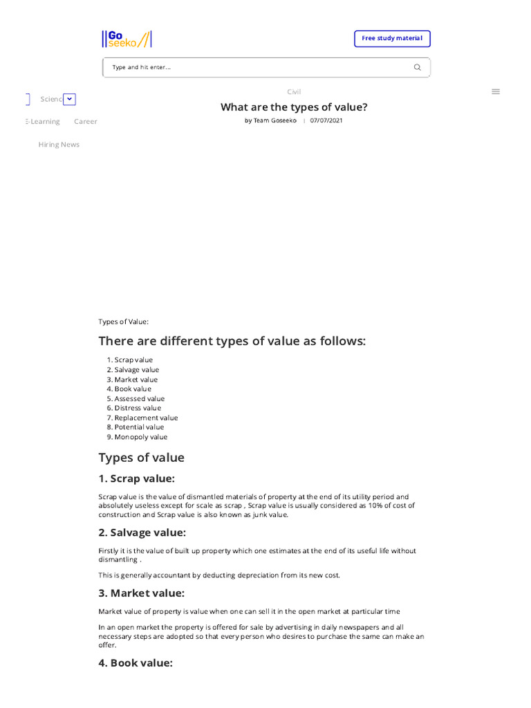 What Are The Types of Value - Goseeko Blog | PDF