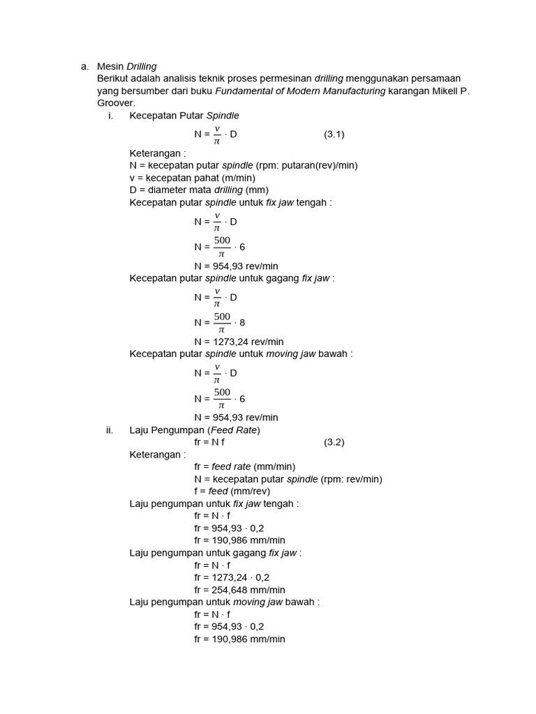 Perhitungan Rumus Lama Proses Permesinan Drilling Pdf