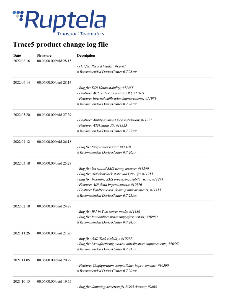 Trace5 Change Log | PDF | Computers