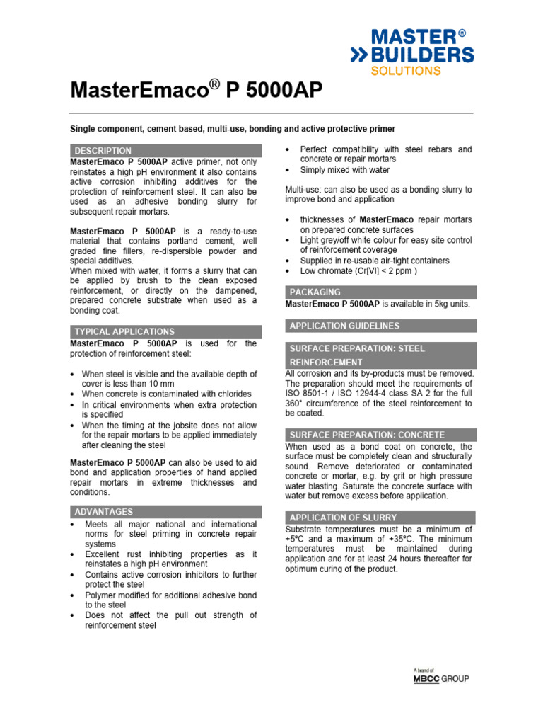 Masteremaco P 5000ap Tds | PDF