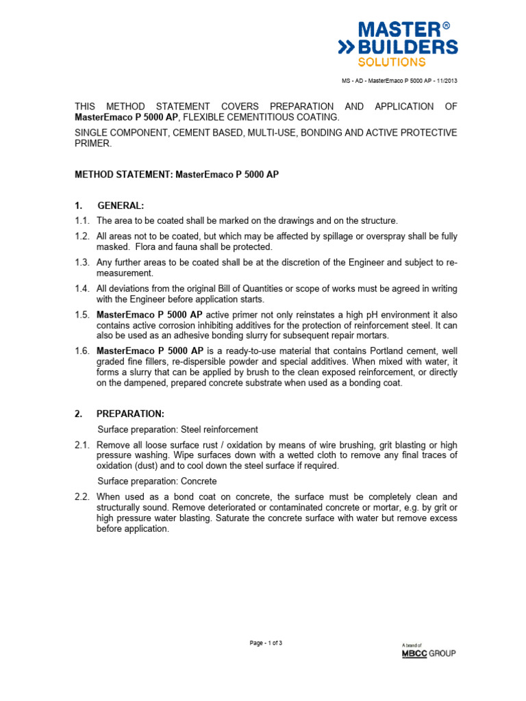 Masteremaco P 5000 Ap Ms | PDF