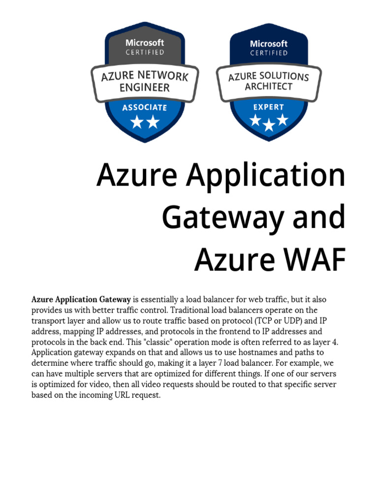 Azure Application Gateway and Azure WAF | PDF