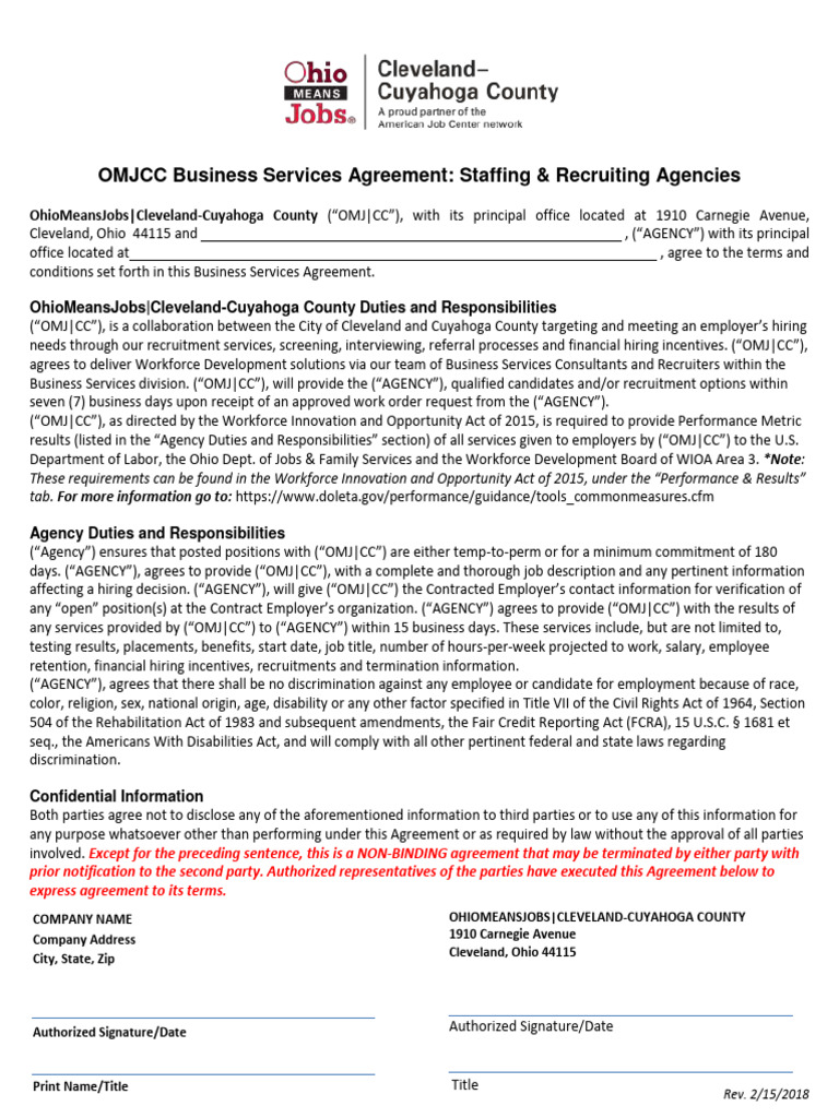 OMJCC Recruitment Agency Agreement | PDF | Finance & Money Management