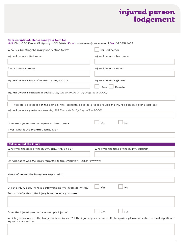Icare - Injury Notification Form - Injured Worker-3 | PDF