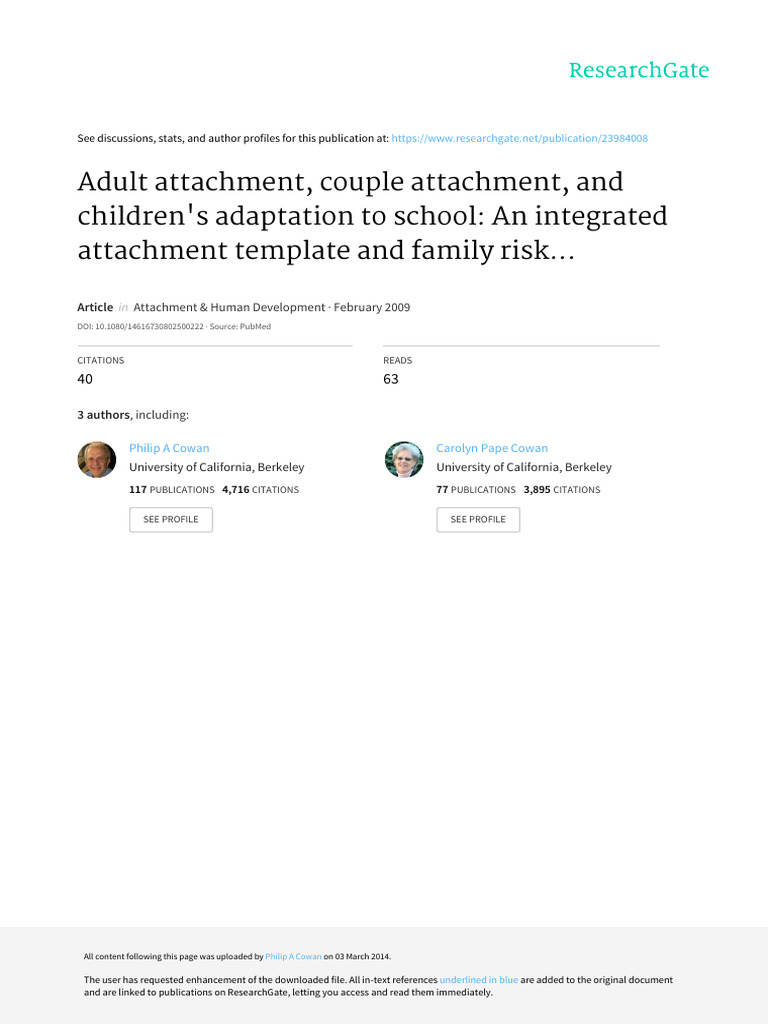 Adult Attachment Couple Attachment and C | PDF