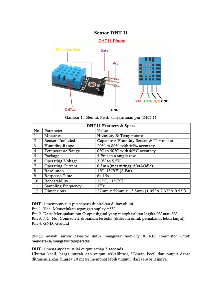 Percobaan ESP32 Sensor DHT 11 | PDF