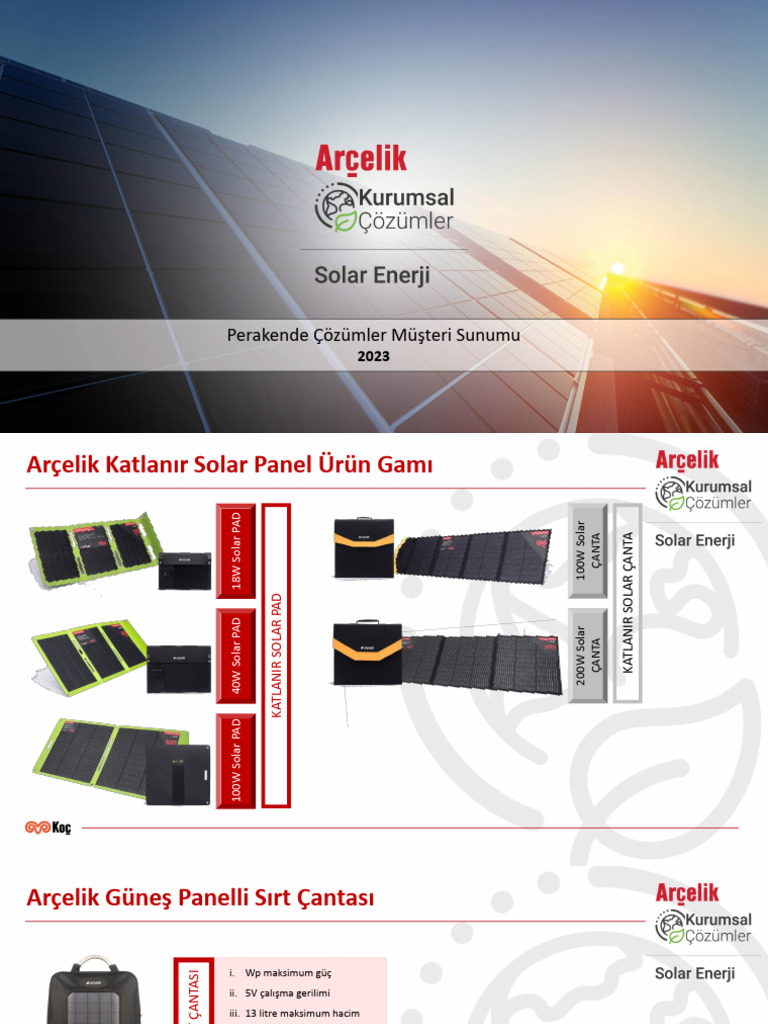 Arçelik Perakende Solar Müşteri Sunumu | PDF