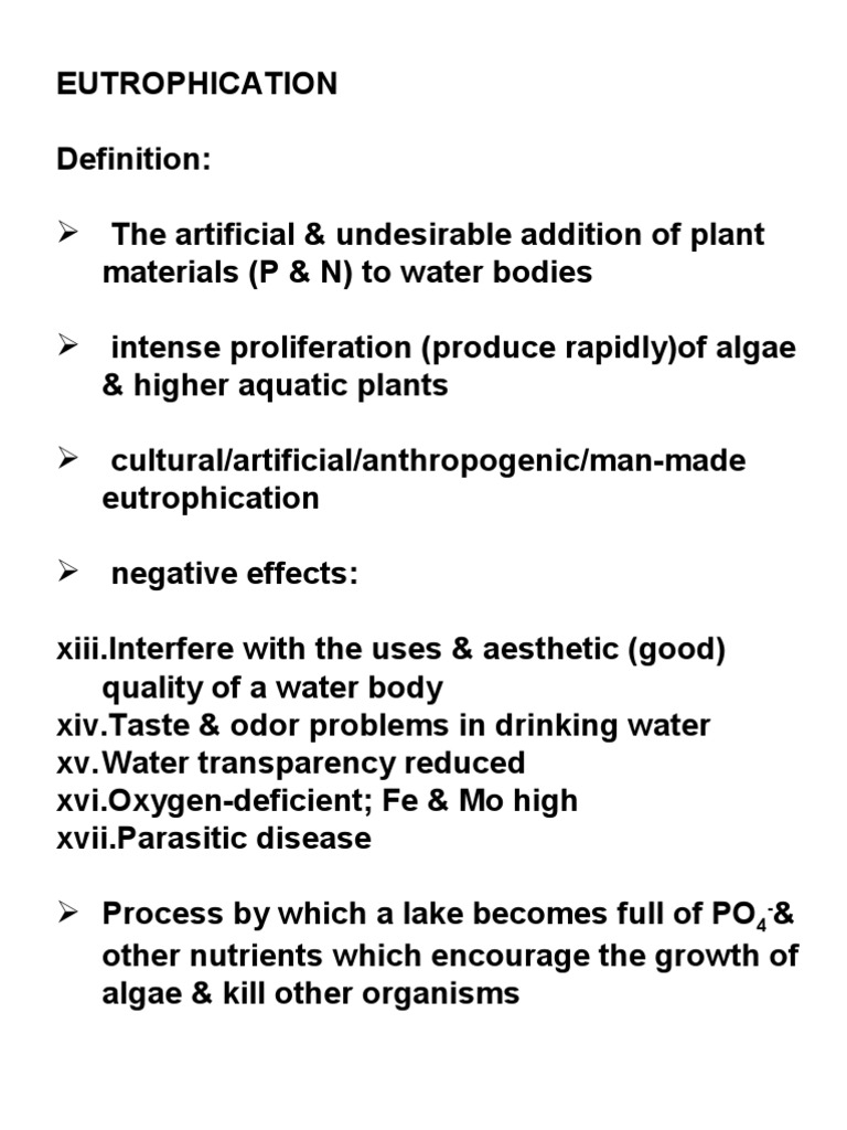 Eutrophication Process For Kids