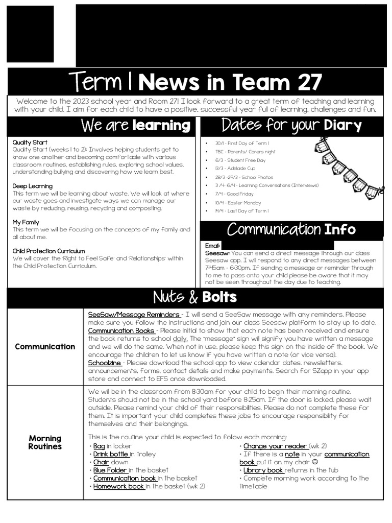Term 1 Note 2023 Room 27 | PDF