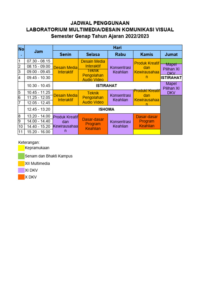 Jadwal Penggunaan Lab DKV | PDF