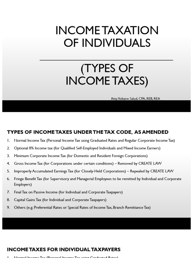 Types of Income Taxes Explained | PDF | Business | Finance & Money ...