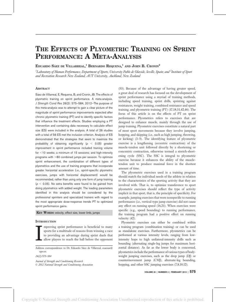 The Effects of Plyometric Training On Sprint.35 | PDF