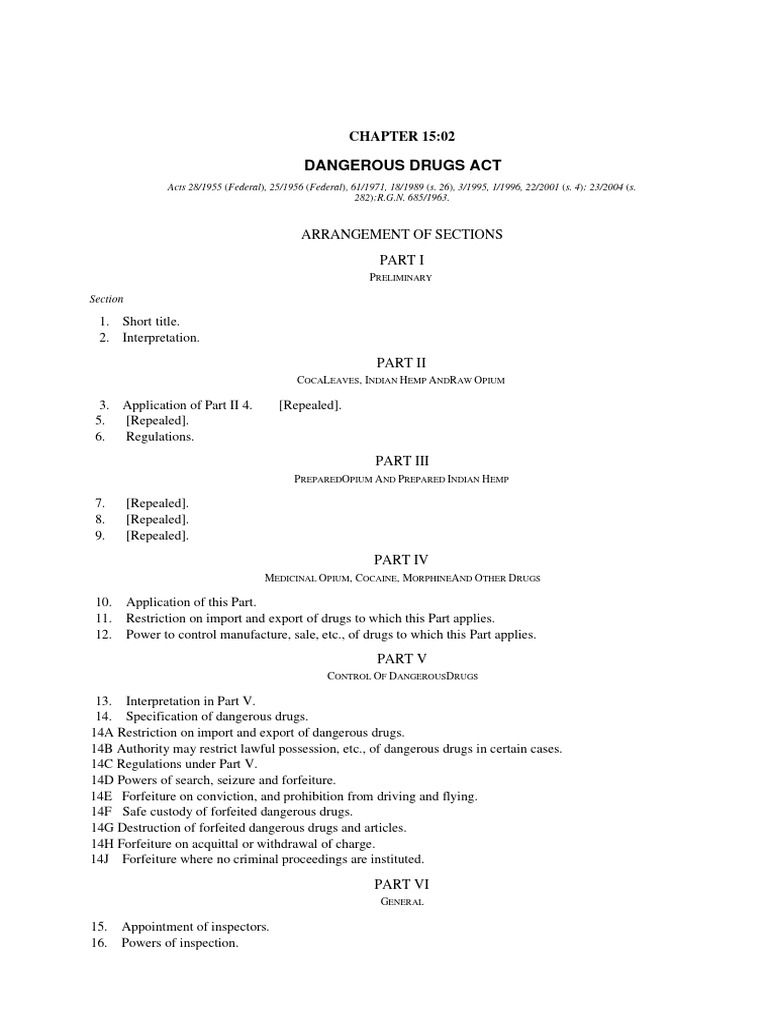 Dangerous Drugs Act (Chapter 15 - 02) | PDF