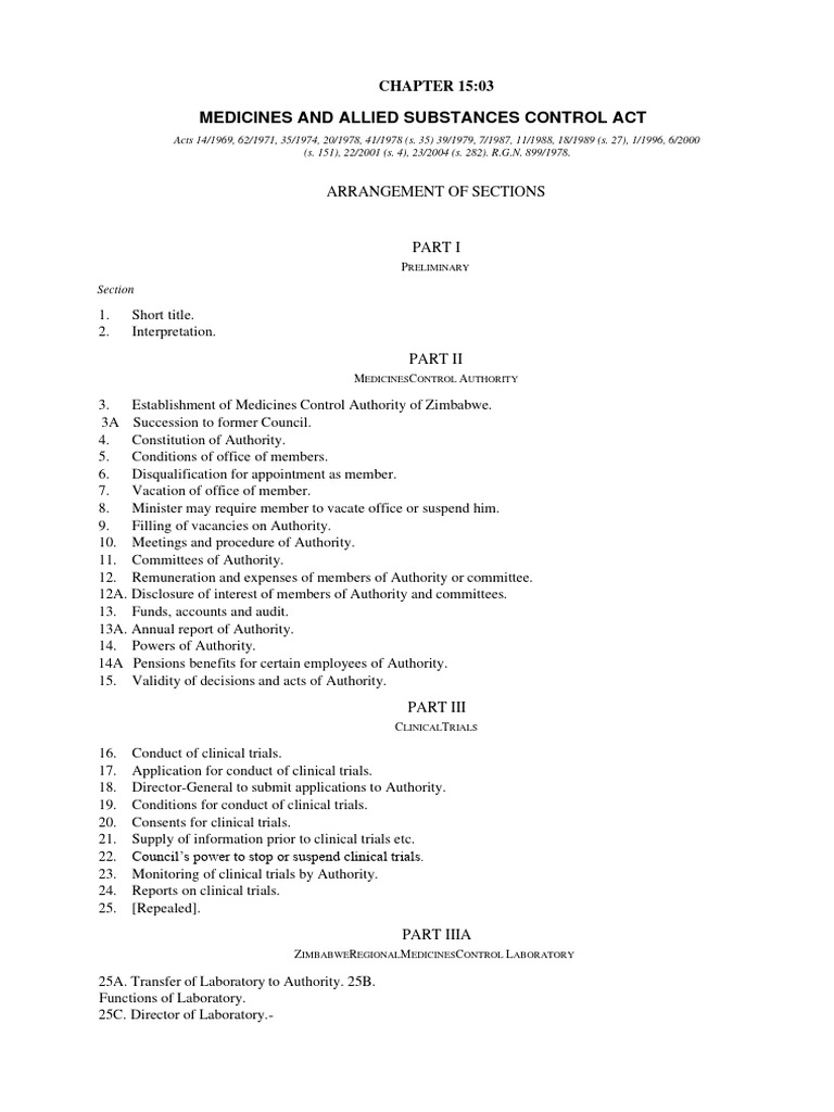 Medicines and Allied Substances Control Act (Chapter 15 - 03) | PDF